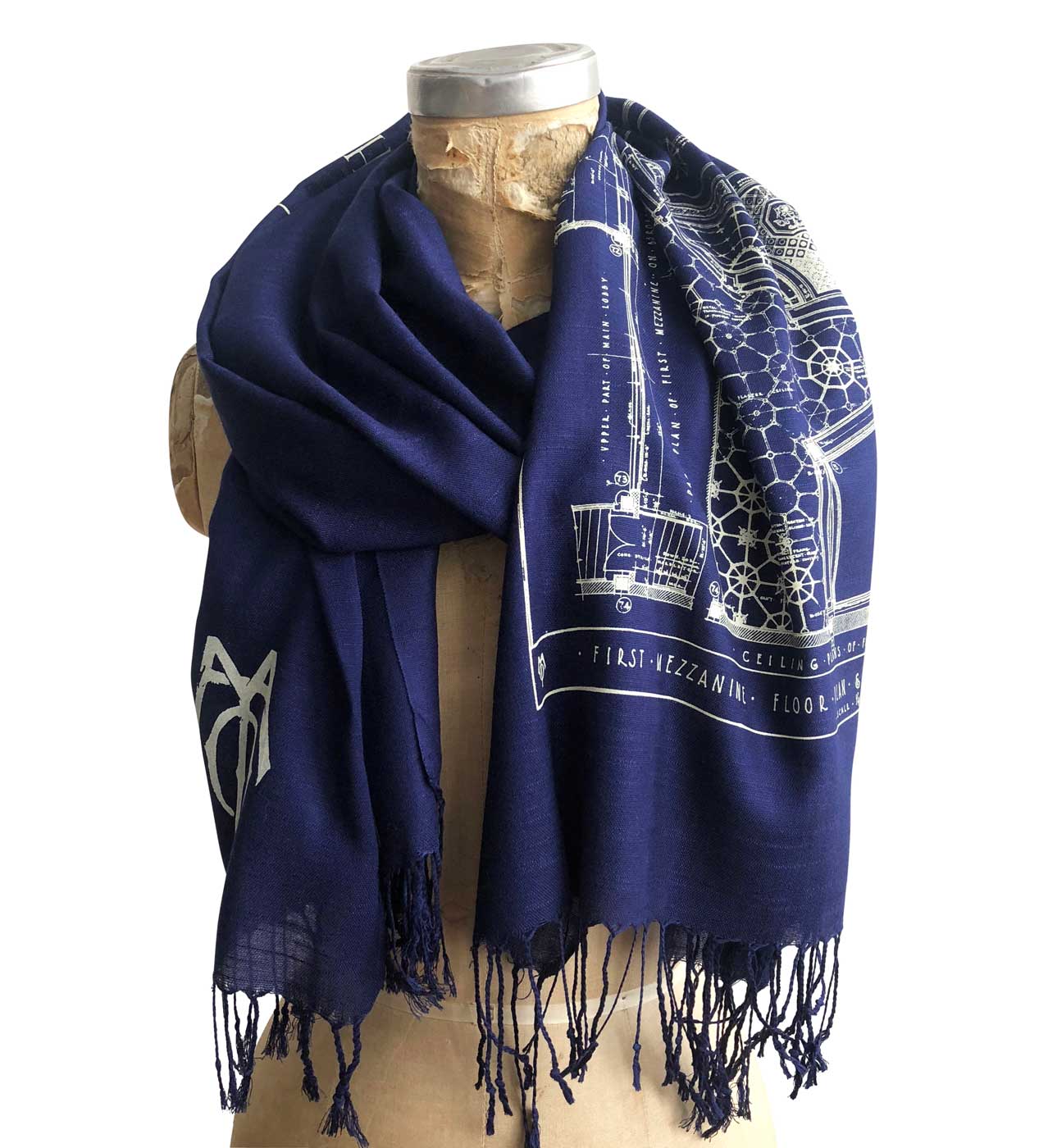 Detroit Blueprint Scarf, MCS Train Station Pashmina