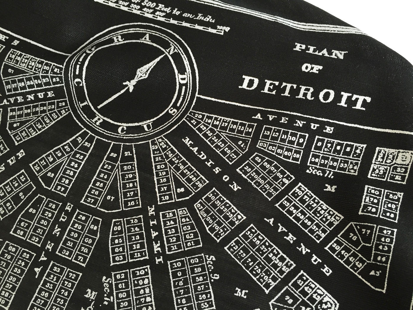 Detroit Map Printed Scarf, 1831 City Plan