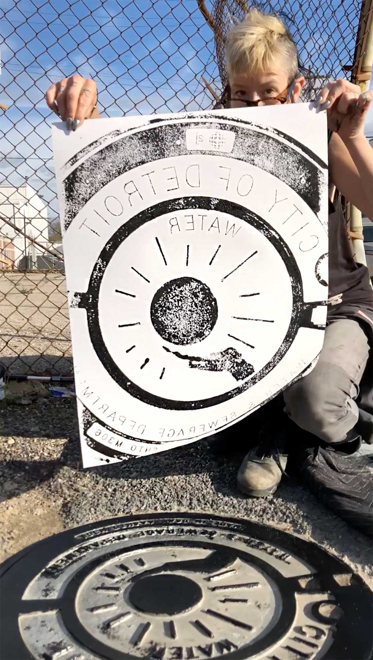 Detroit Bus Scroll Sign Silkscreened Poster, 19"x 25"