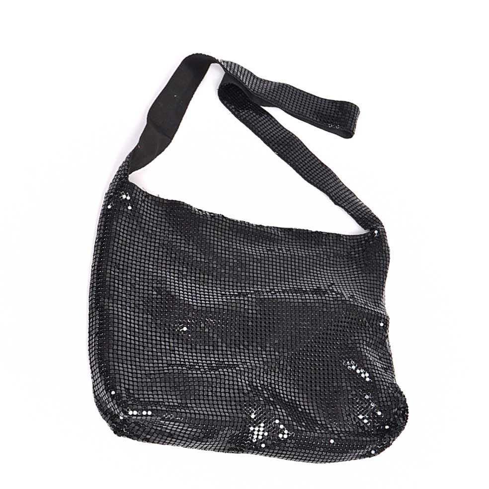 Metal Mesh Shoulder Bags: Black / Oil Slick / Iridescent White