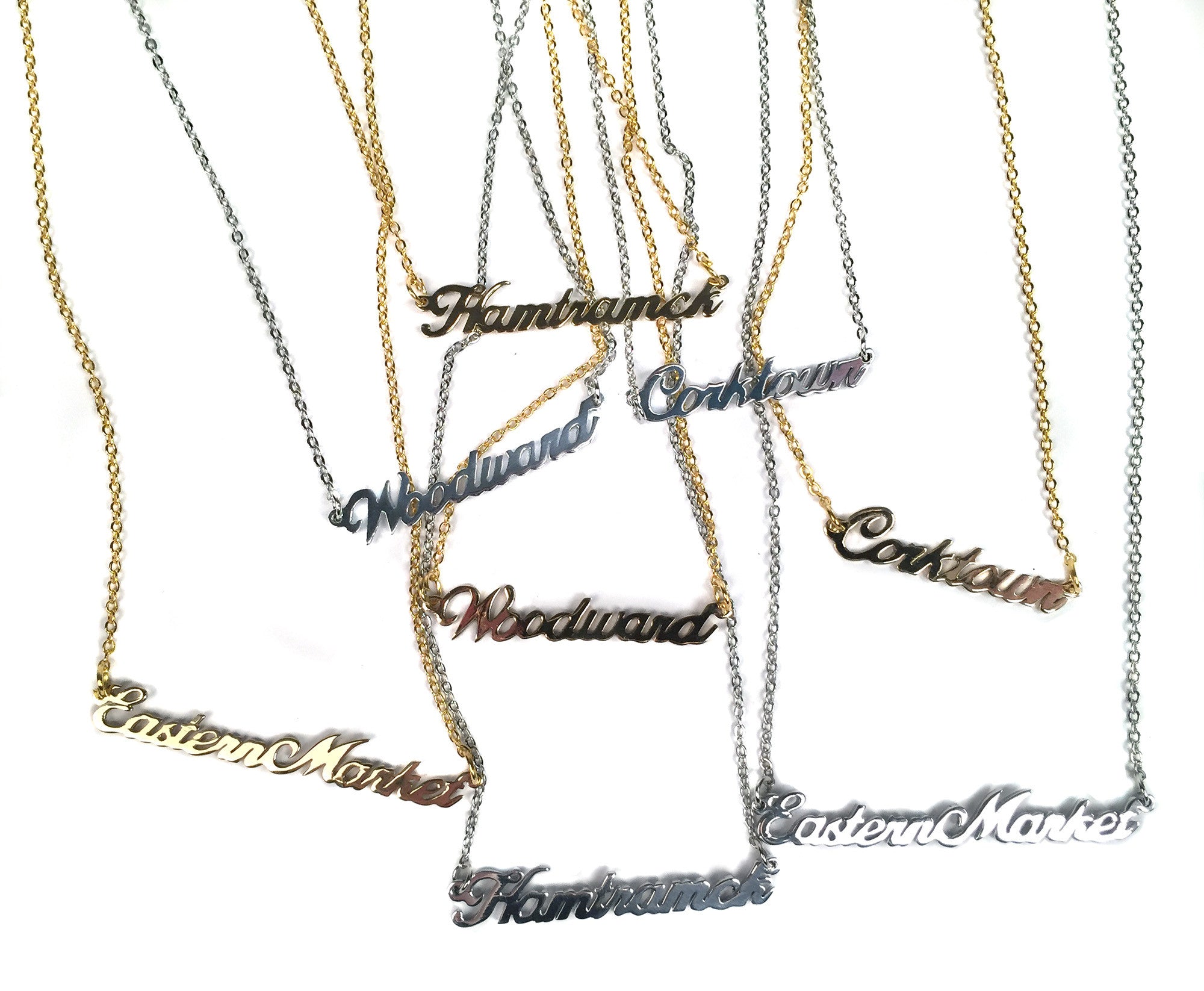 Coney Dog Script Necklace, Detroit Theme by Well Done Goods