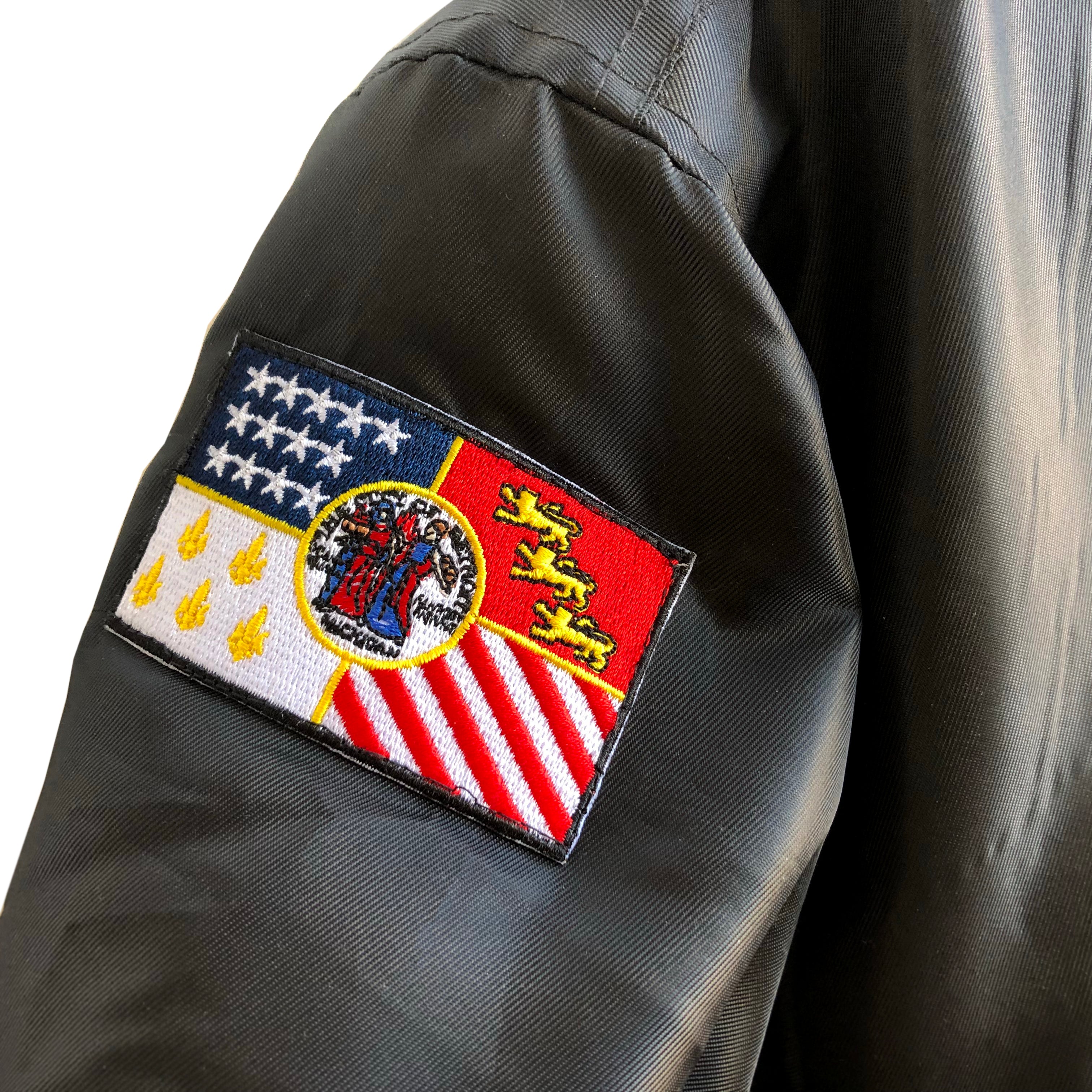 Peak Detroit Patch Black Satin MA-1 Flight Jacket