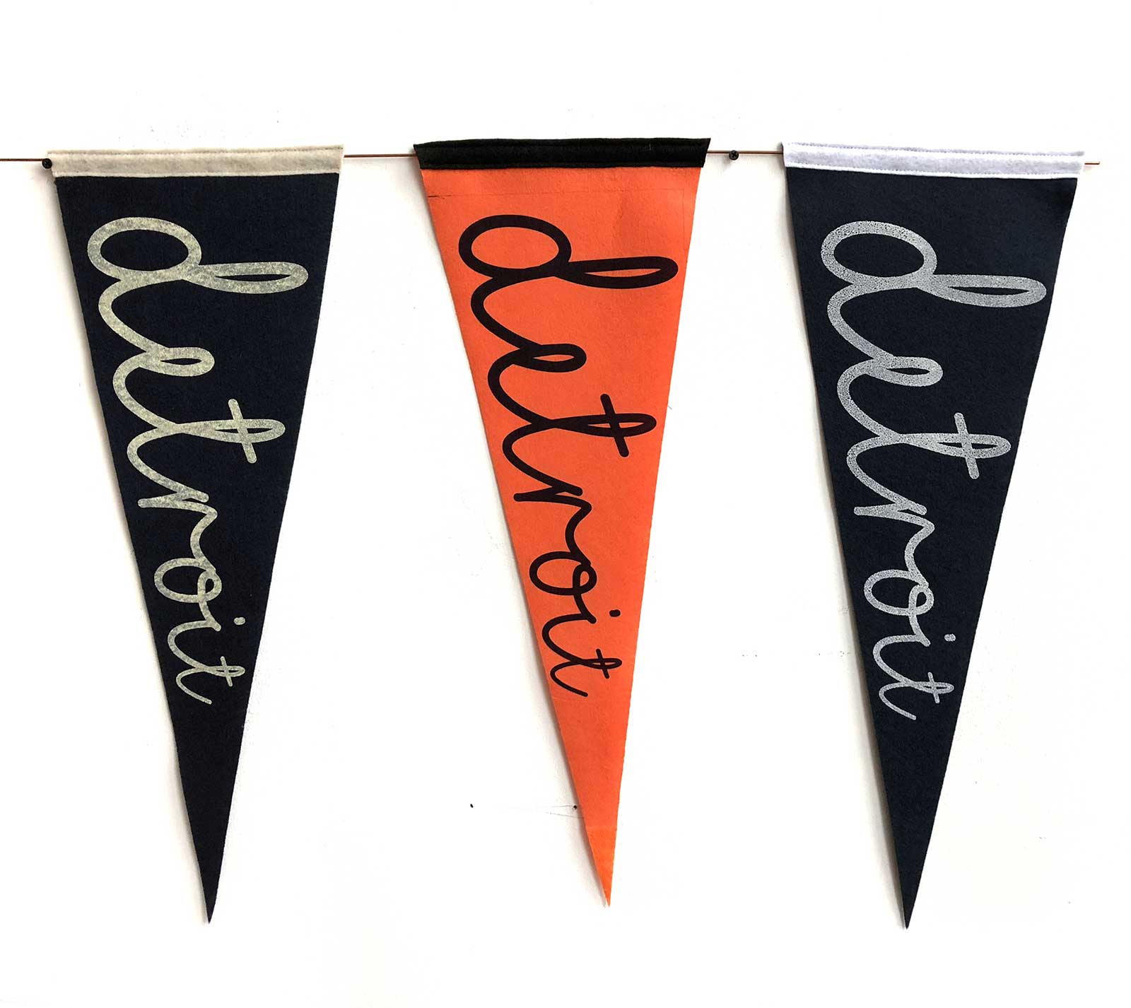 Vintage Style Detroit Pennant Flags