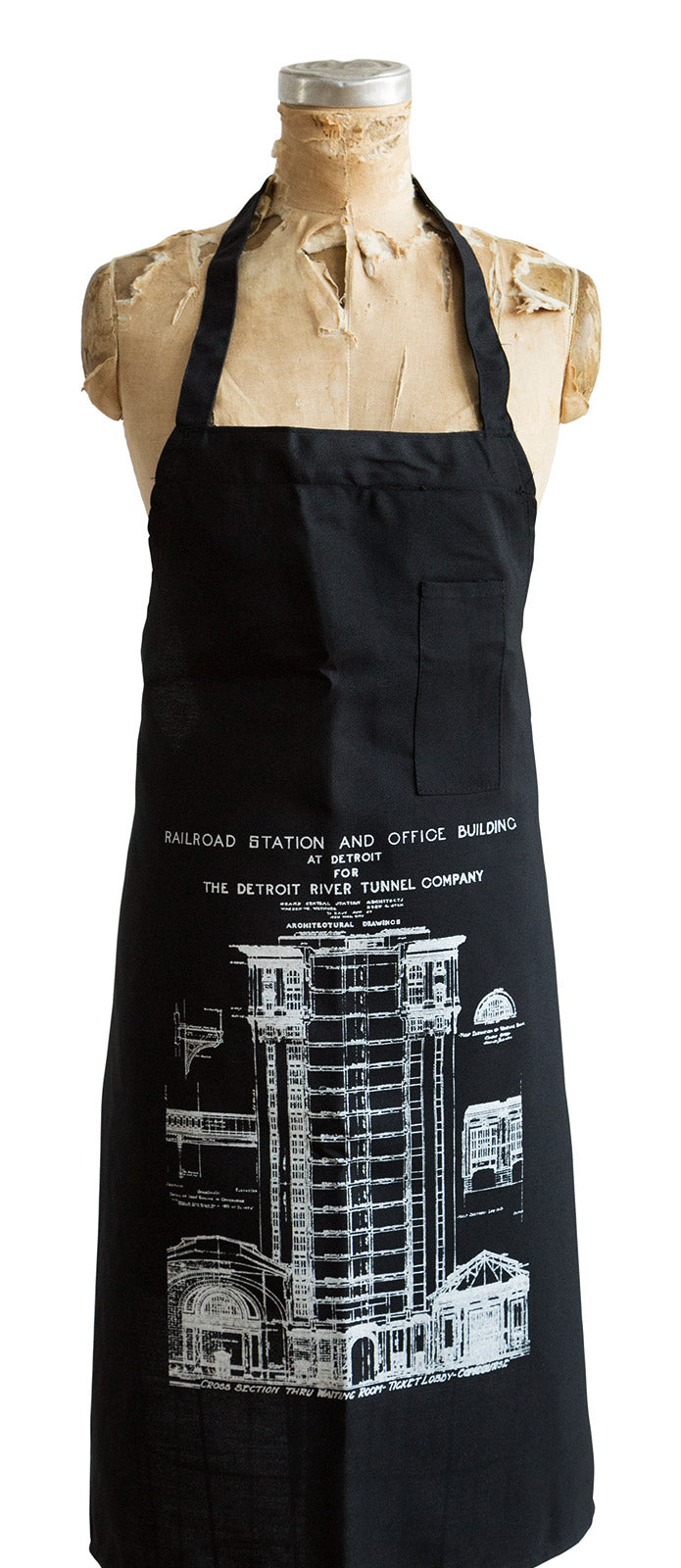 Detroit Train Station Blueprint Chef Apron, Well Done Goods