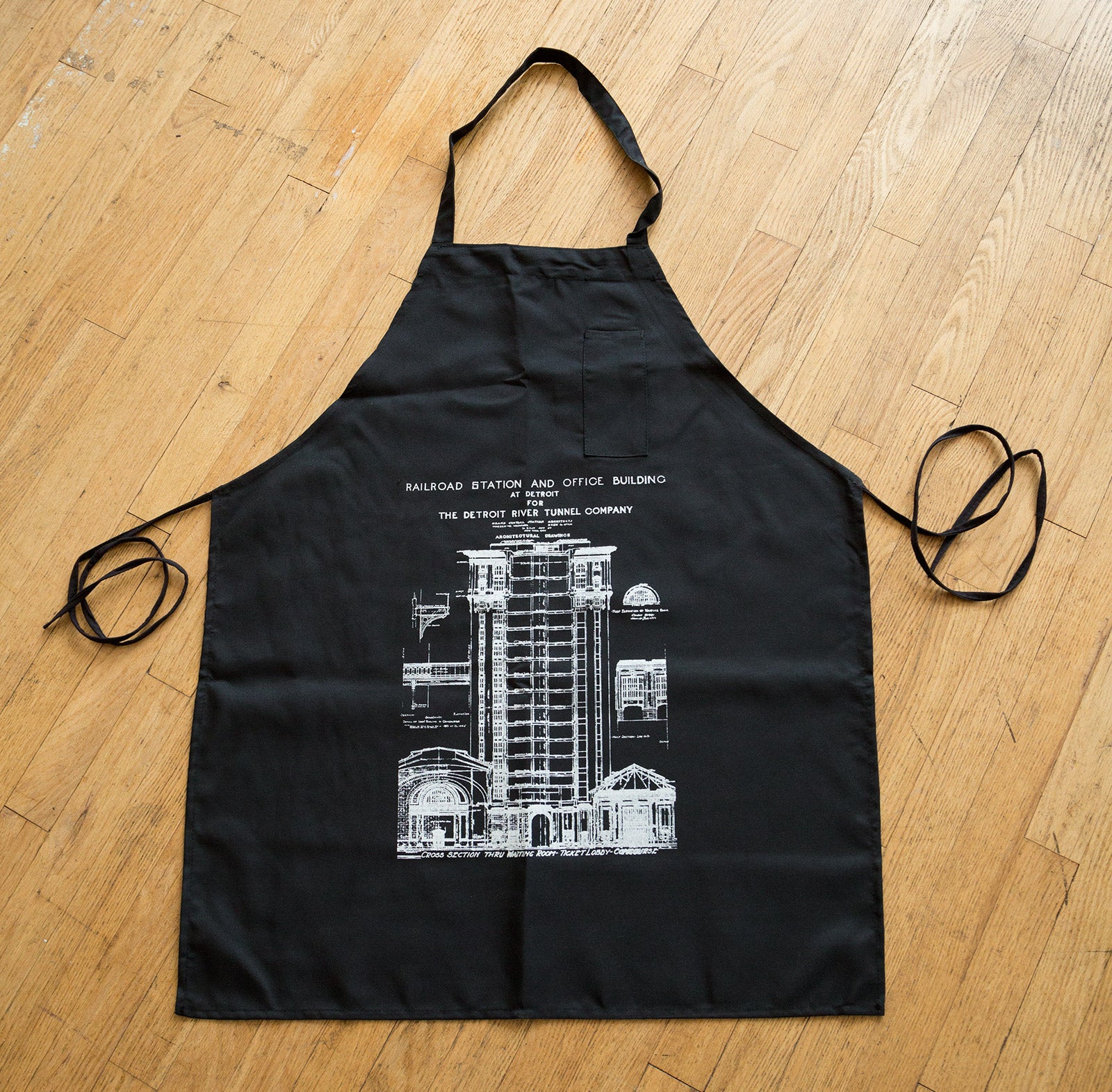 Detroit Train Station Blueprint Chef Apron, Well Done Goods