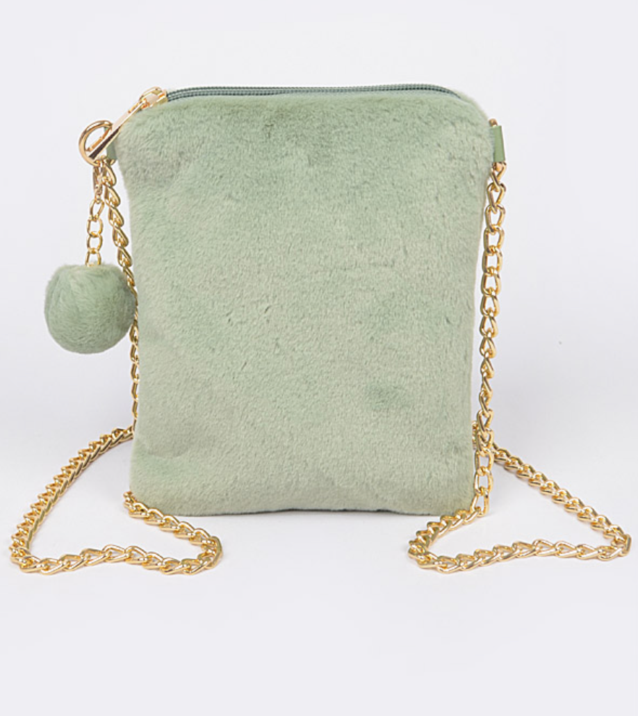 Small Fuzzy Crossbody Bag, Cellphone Purse. Silky Faux Fur Bag, Lots of ...