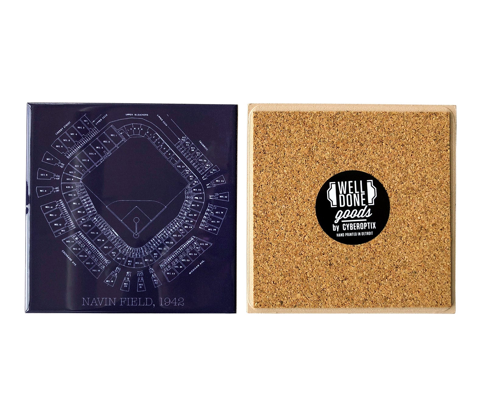 Old Tiger Stadium, Navin Field Blueprint Drink Coaster