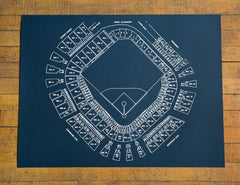 Old Tiger Stadium Blueprint Silkscreened Poster, Navin Field Print