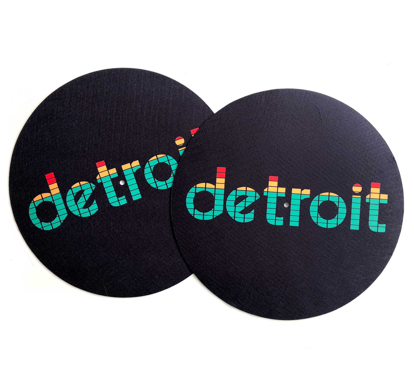Peak Detroit Turntable Slipmats, 1 Pair. LED Audio Level Meter