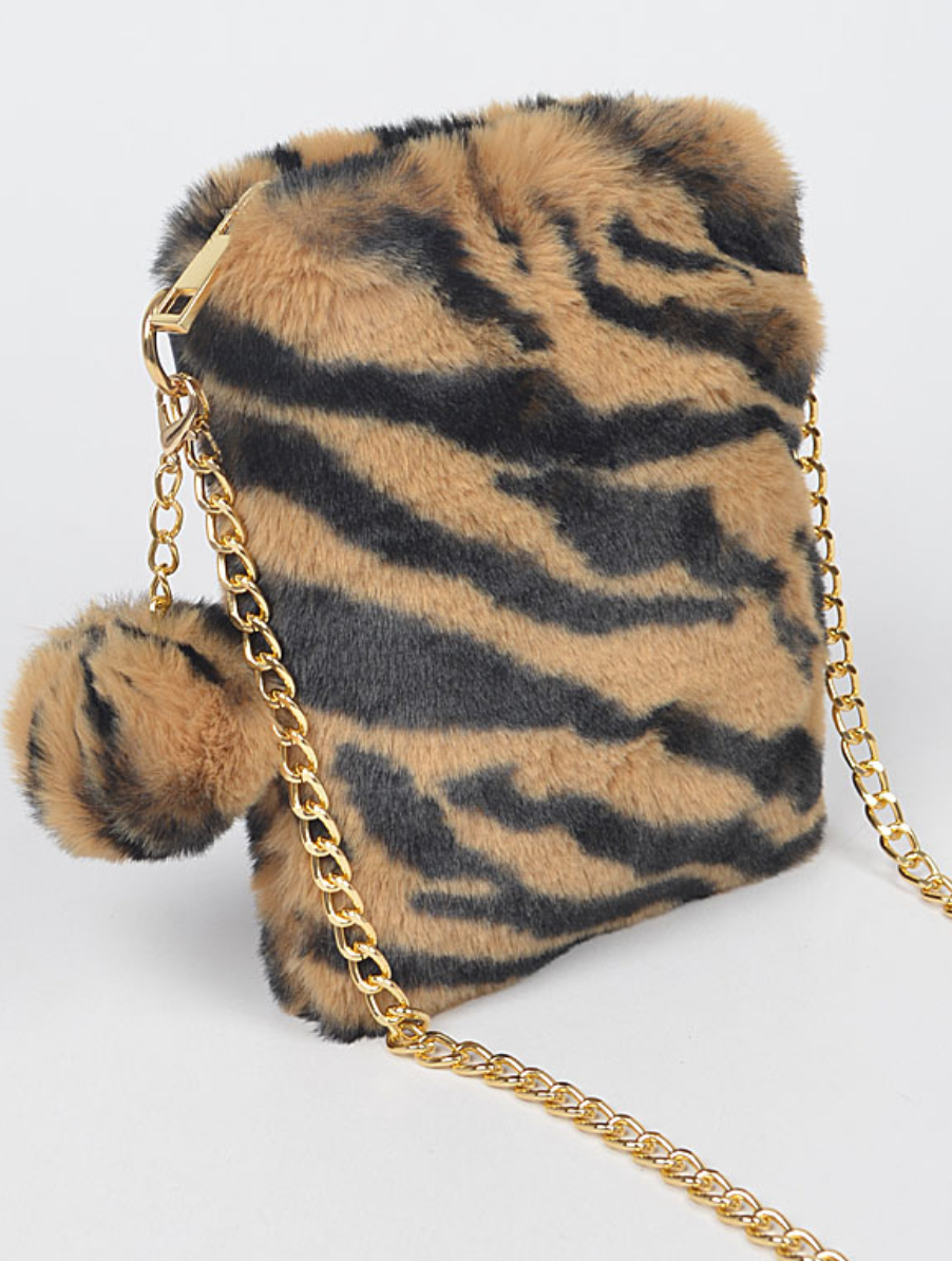 Small Fuzzy Crossbody Bag, Cellphone Purse. Silky Faux Fur Bag, Lots of ...