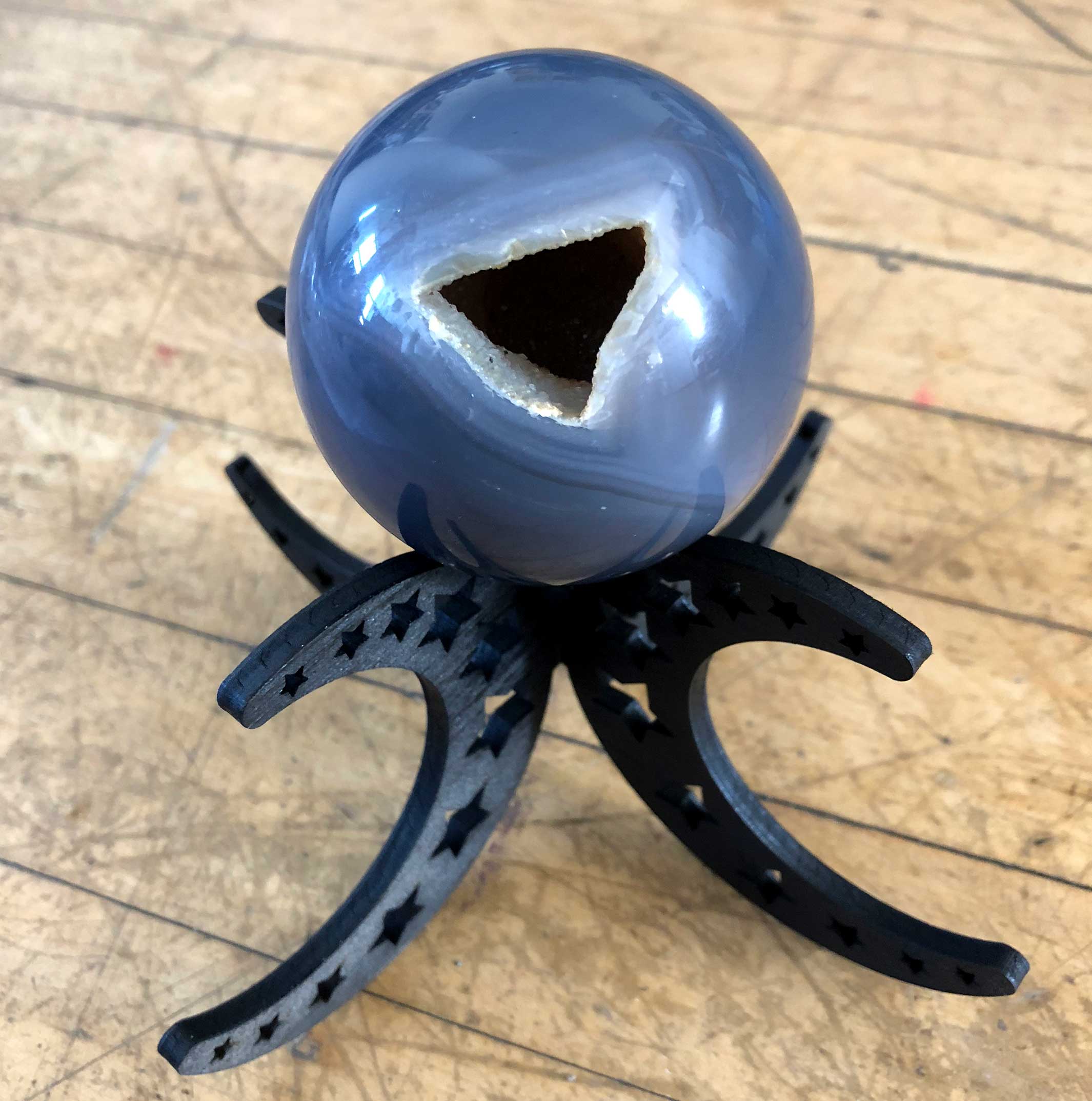 Wood Sphere Stand, Crystal Specimen Stand